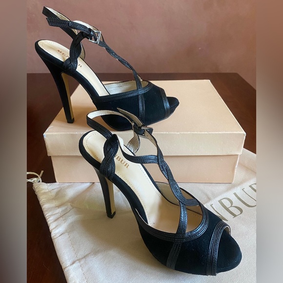 Menbur | Shoes | Menbur Black Leather Ankle Strap Heels Sandals 65 M 37 ...